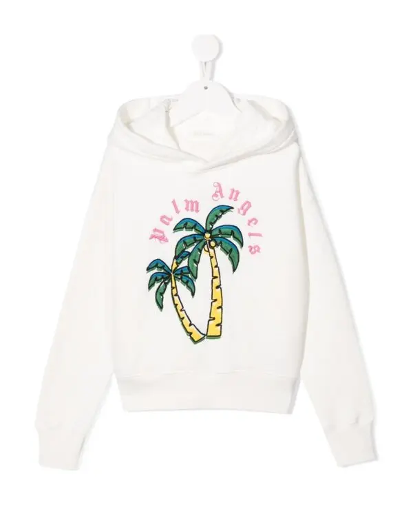 Palm Angels Palm-tree Embroidered Cotton Hoodie