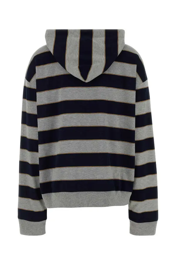 Miu Miu Striped Jersey Zip-up Hoodie - Blue/grey