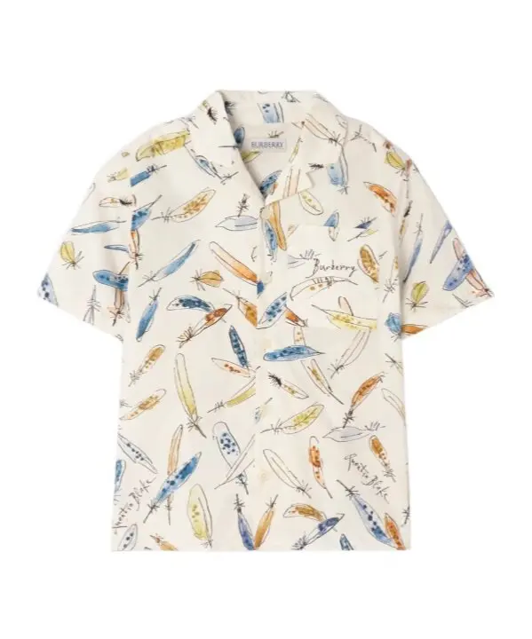 Burberry Feather-print Cotton Shirt