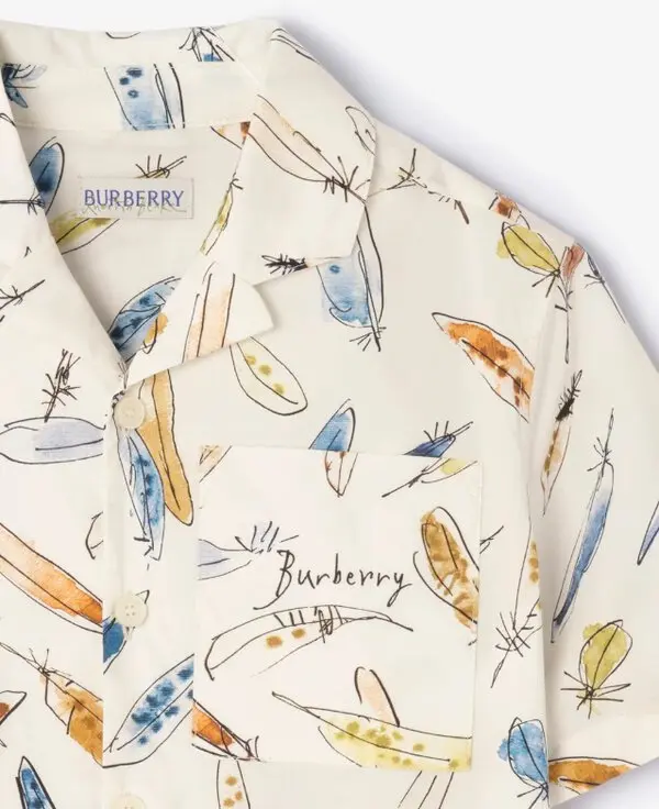 Burberry Feather-print Cotton Shirt