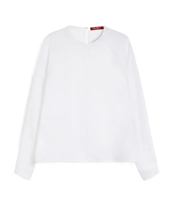 Max Mara Ramie Gauze Blouse With Metal Ball Buttons - White