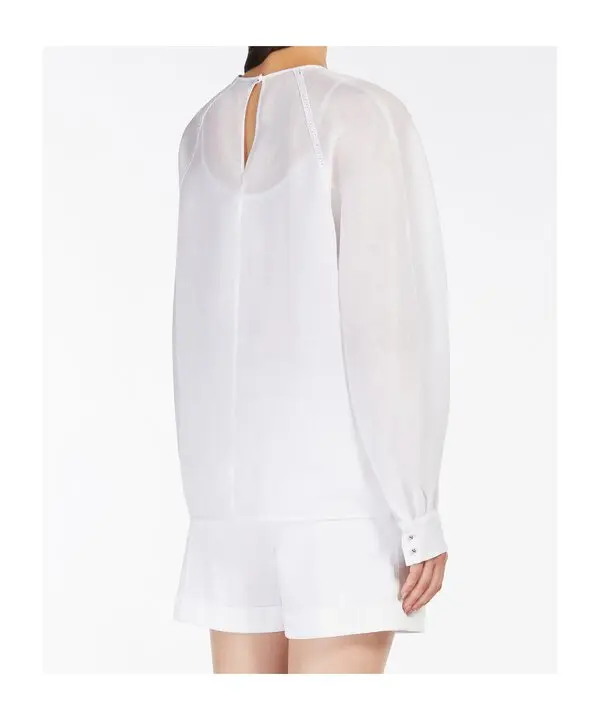 Max Mara Ramie Gauze Blouse With Metal Ball Buttons - White