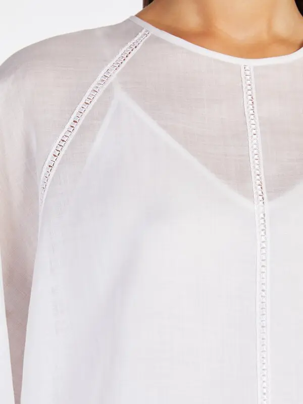 Max Mara Ramie Gauze Blouse With Metal Ball Buttons - White