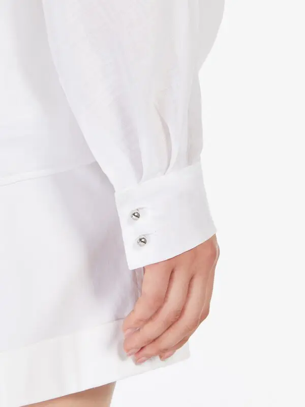Max Mara Ramie Gauze Blouse With Metal Ball Buttons - White