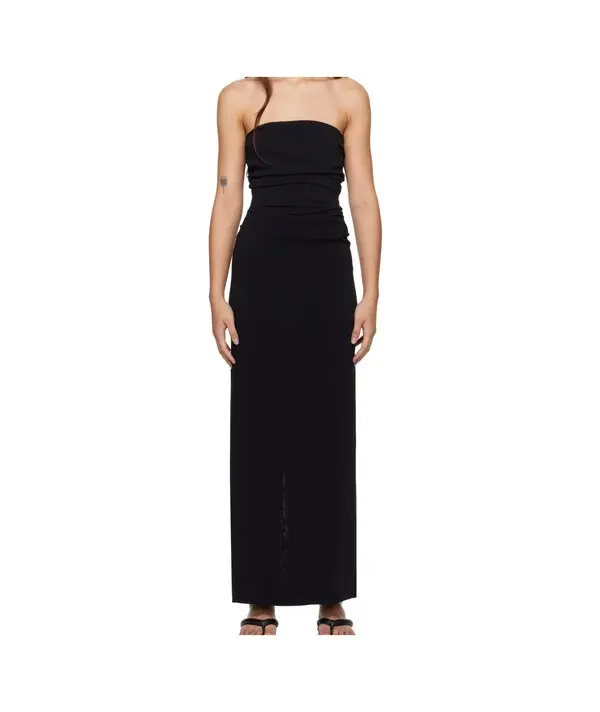 ST. AGNI Ruched Strapless Maxi Dress