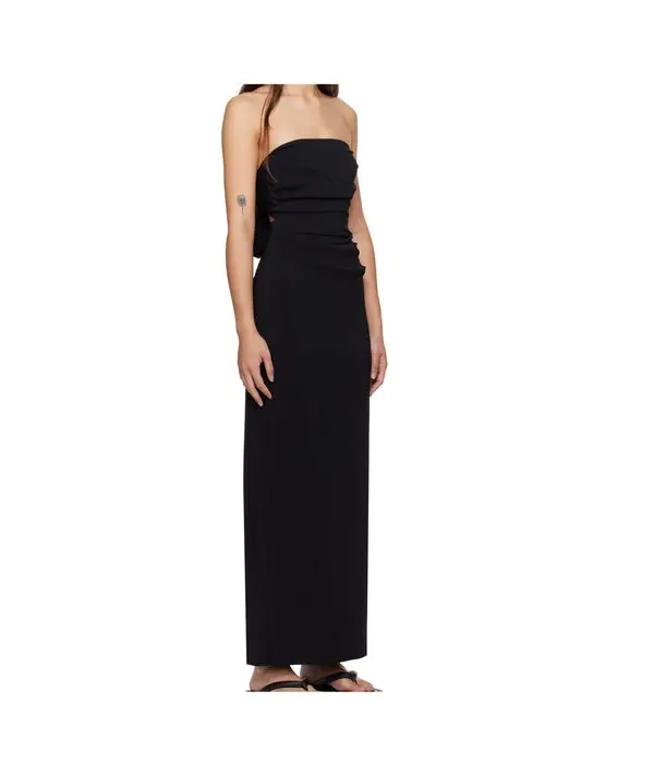 ST. AGNI Ruched Strapless Maxi Dress