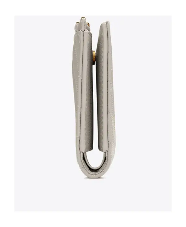 Saint Laurent Monogram Card Case In Grain De Poudre Embossed Leather - Nude