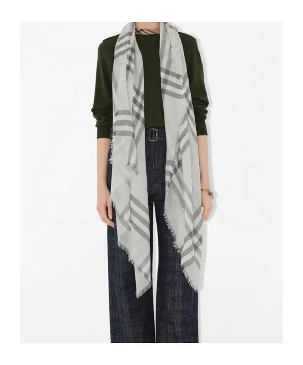 Burberry Wide Check Frayed-edge Scarf