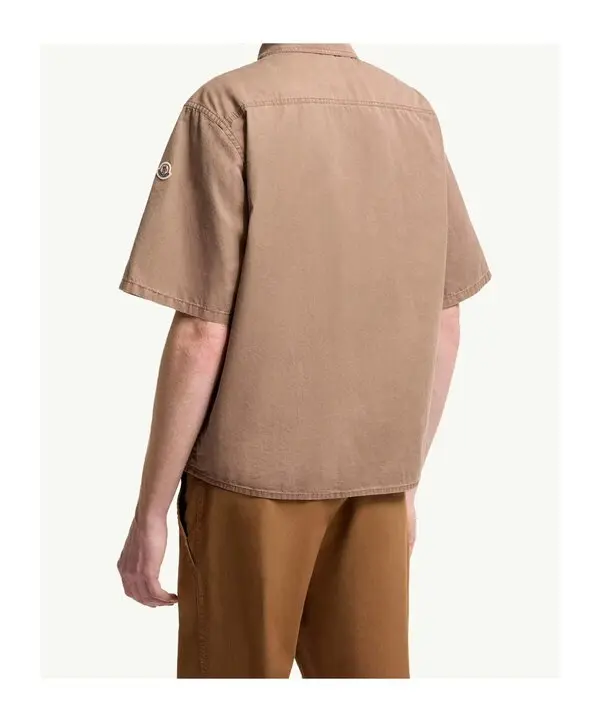 Moncler Short Sleeve Cotton Zip-up Shirt
