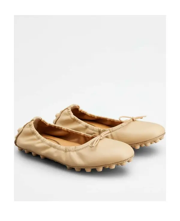 TOD'S Gommino Bow-detailed Ballerinas - Nude