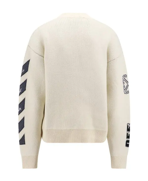 Off-White Logo Embroidered Knitted Cardigan