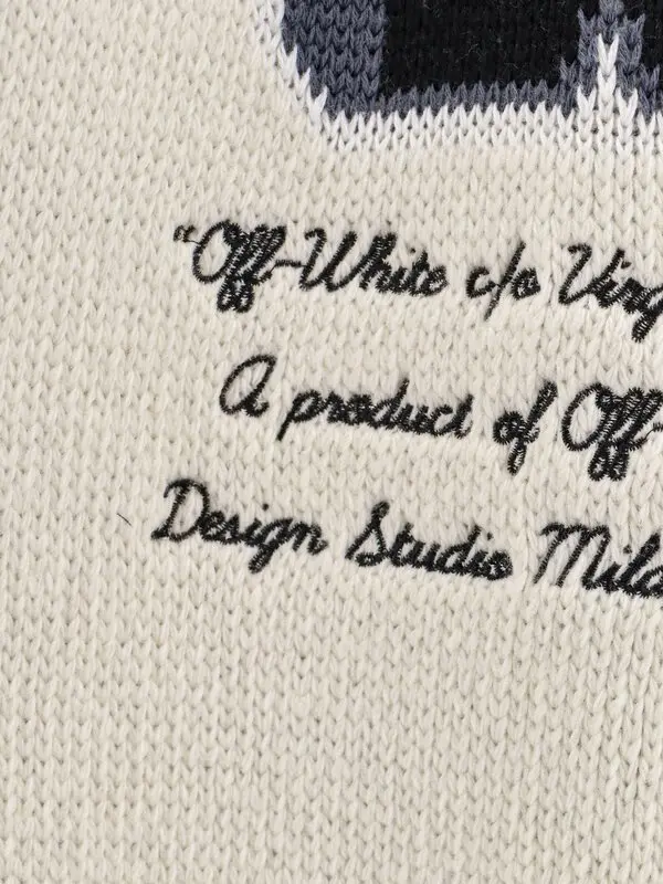 Off-White Logo Embroidered Knitted Cardigan