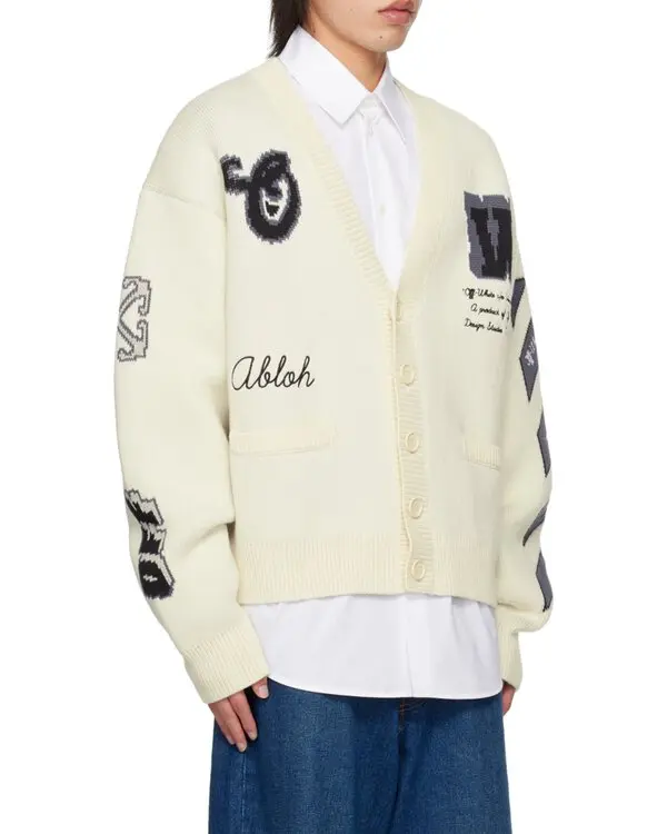 Off-White Logo Embroidered Knitted Cardigan