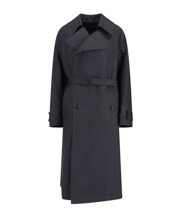 LEMAIRE Double-breasted Belted Trench Coat - Black