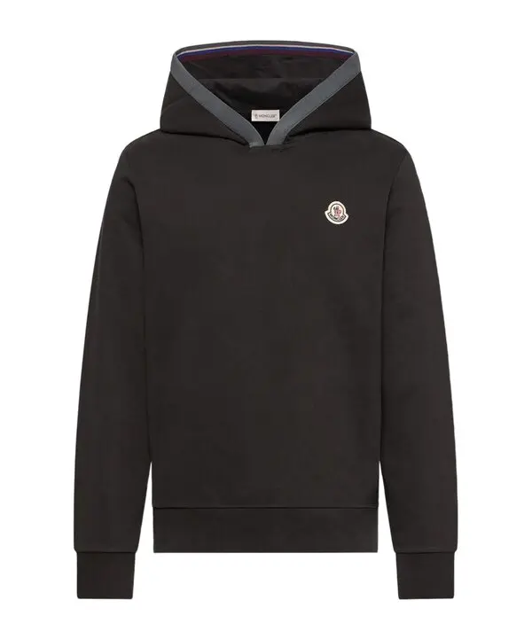 Moncler Brushed Cotton Logo Hoodie - Black