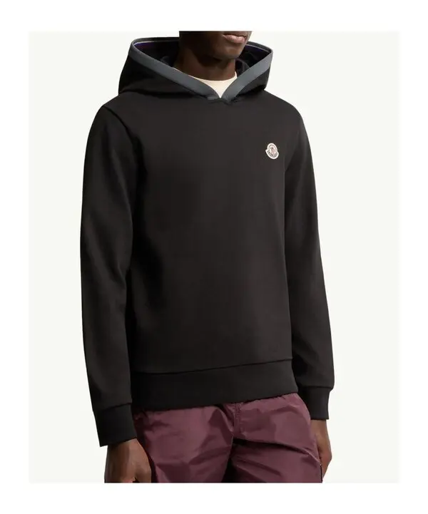 Moncler Brushed Cotton Logo Hoodie - Black