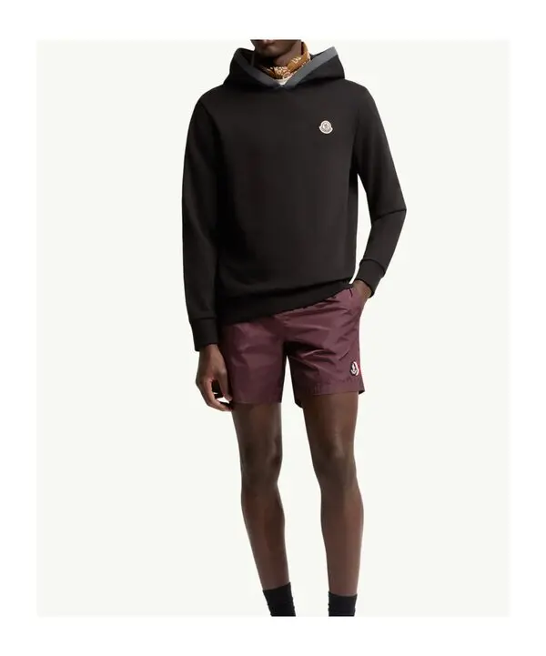 Moncler Brushed Cotton Logo Hoodie - Black