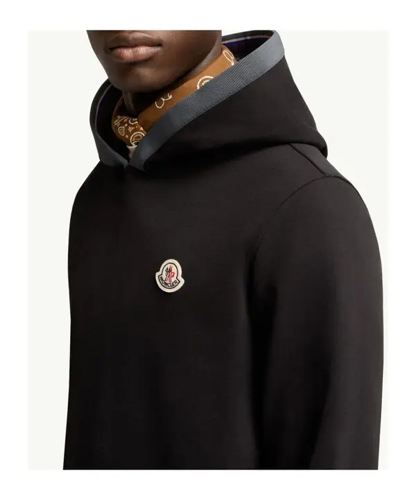 Moncler Brushed Cotton Logo Hoodie - Black