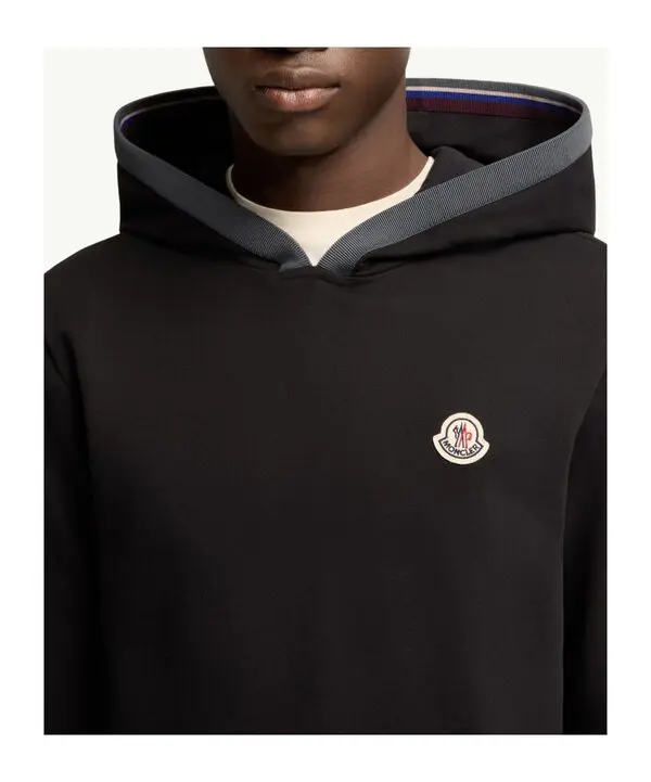 Moncler Brushed Cotton Logo Hoodie - Black