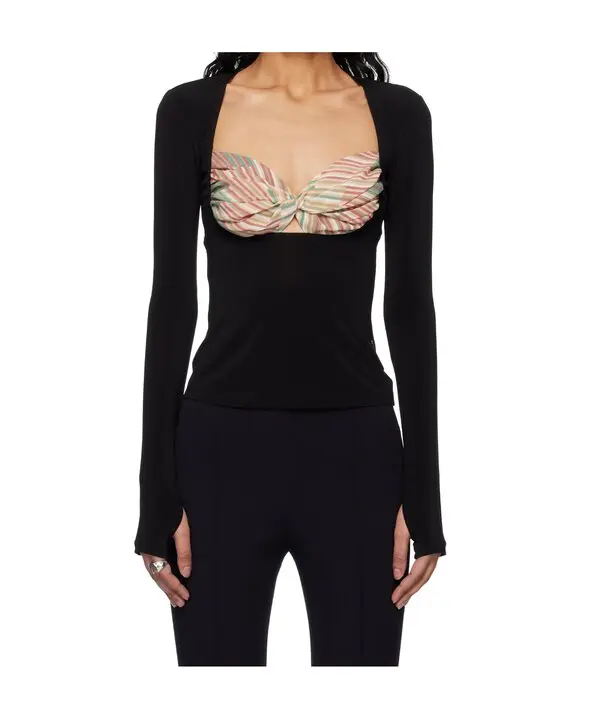 MARINE SERRE Paneled Long-sleeved Blouse