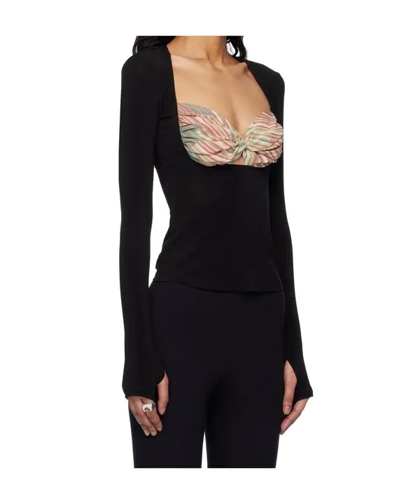 MARINE SERRE Paneled Long-sleeved Blouse