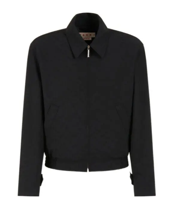 Marni Virgin Wool Confetti Jacquard Bomber Jacket - Black