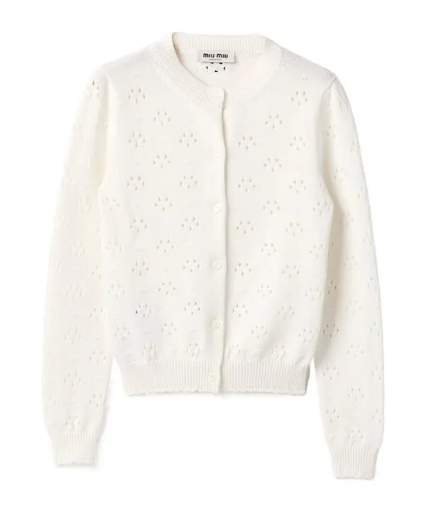 Miu Miu Cotton Cardigan With Ribbed Details