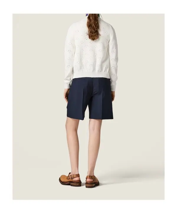 Miu Miu Cotton Cardigan With Ribbed Details
