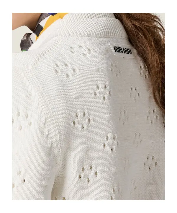 Miu Miu Cotton Cardigan With Ribbed Details