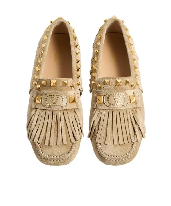 Valentino Garavani Rockstud Plaster Caster Square Toe Loafers