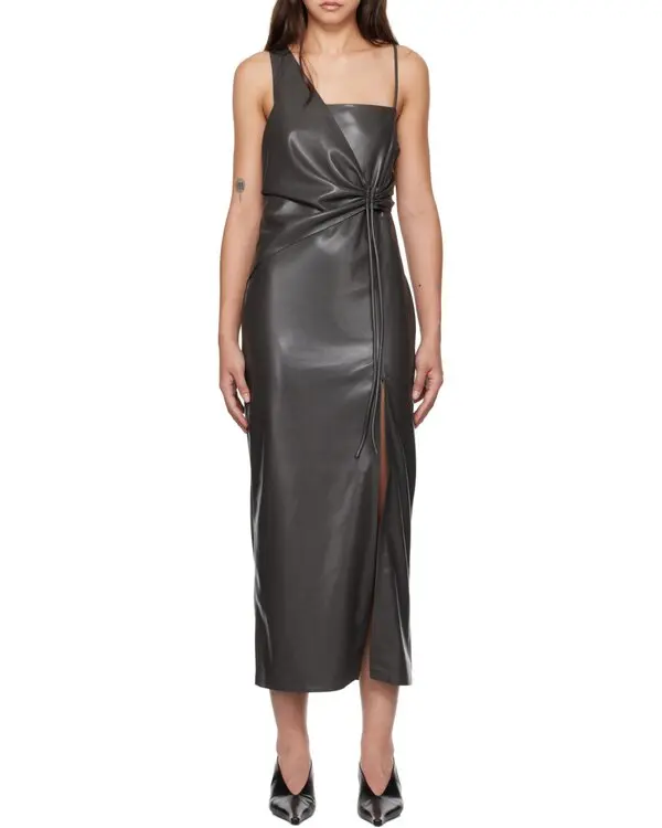 Nanushka Fenera Asymmetric Midi Dress - Midnight Green