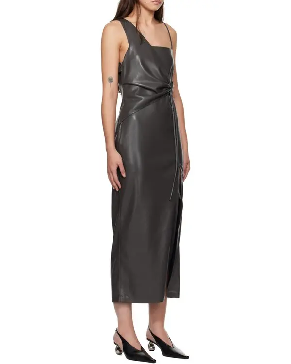 Nanushka Fenera Asymmetric Midi Dress - Midnight Green