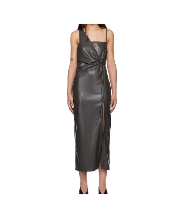 Nanushka Fenera Asymmetric Midi Dress - Midnight Green