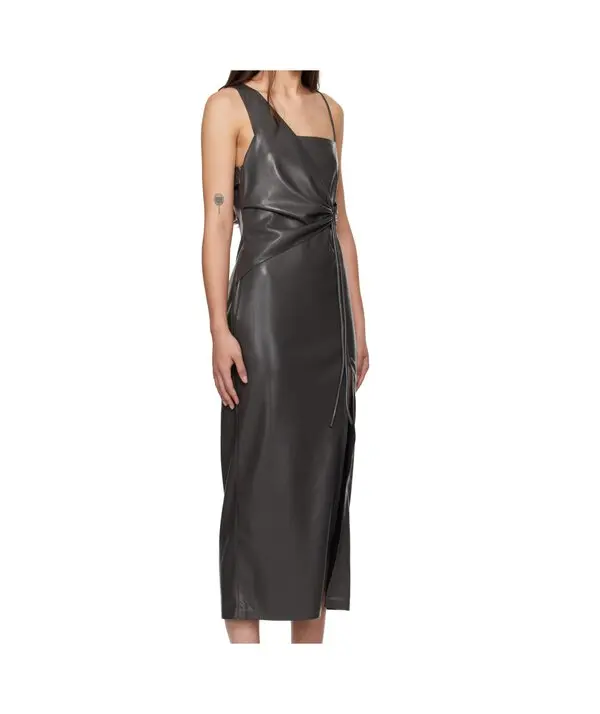 Nanushka Fenera Asymmetric Midi Dress - Midnight Green