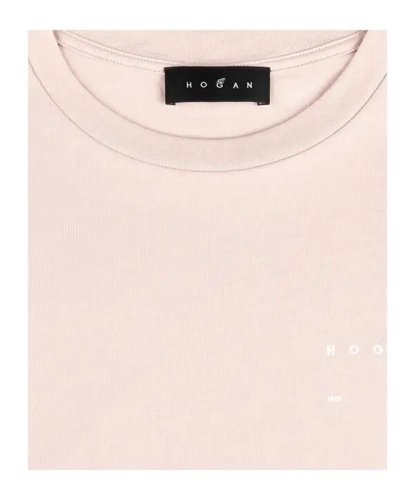 Hogan Logo Print Round Neck T-shirt - Pink
