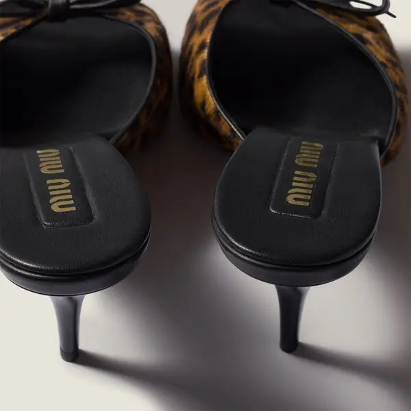 Miu Miu Printed Leather Sandals With Bow