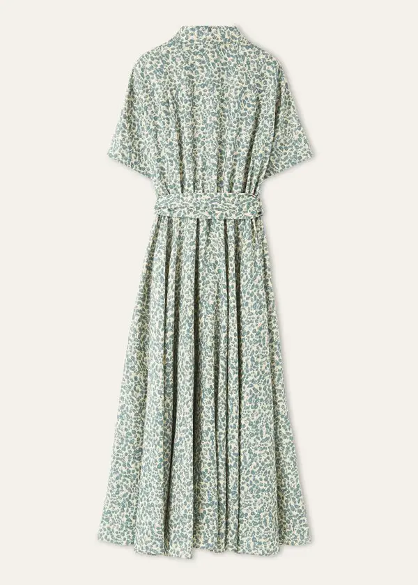 Loro Piana Printed Maxi Dress With Shirt Collar And Belt