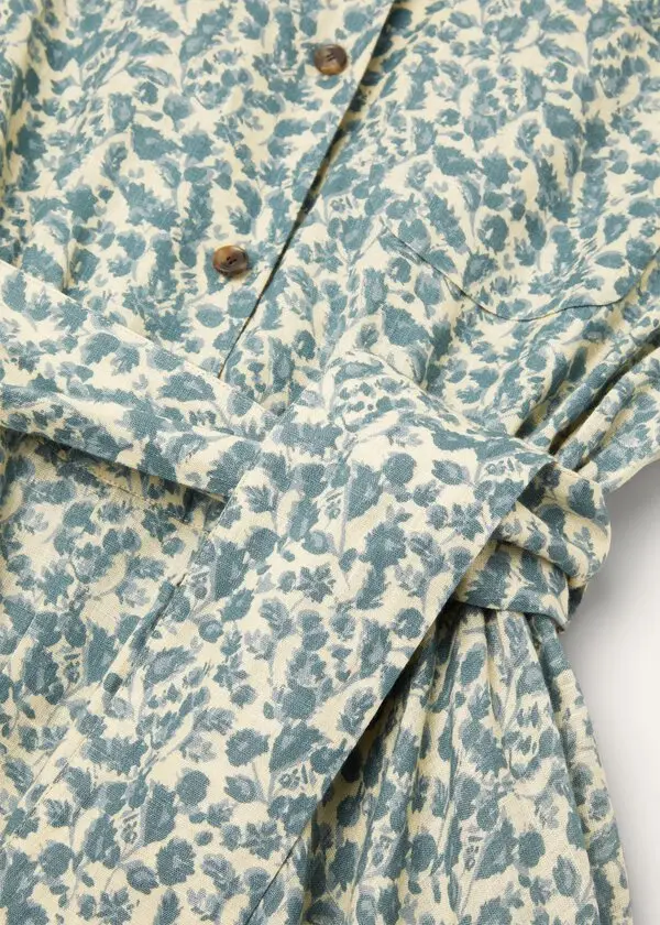 Loro Piana Printed Maxi Dress With Shirt Collar And Belt