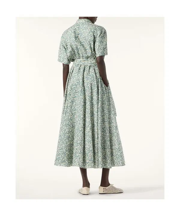 Loro Piana Printed Maxi Dress With Shirt Collar And Belt