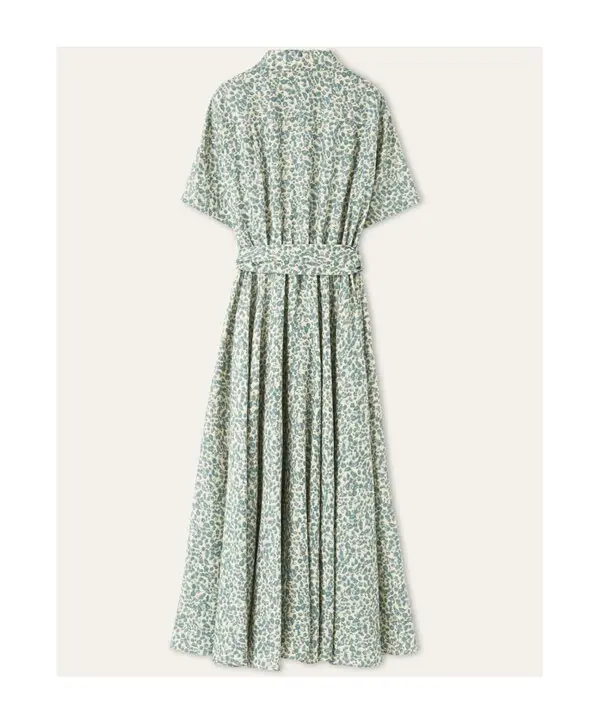 Loro Piana Printed Maxi Dress With Shirt Collar And Belt