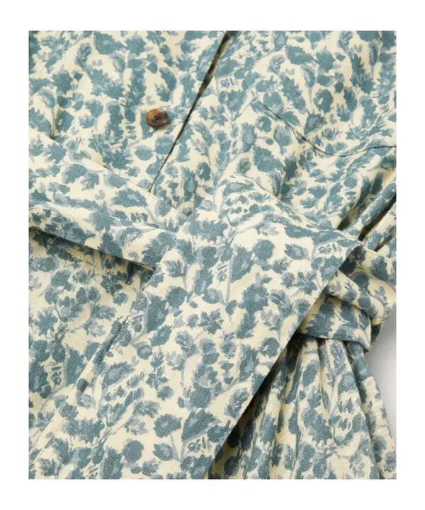Loro Piana Printed Maxi Dress With Shirt Collar And Belt