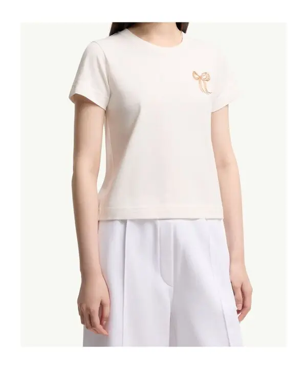 Moncler Embroidered Bow Cotton T-shirt