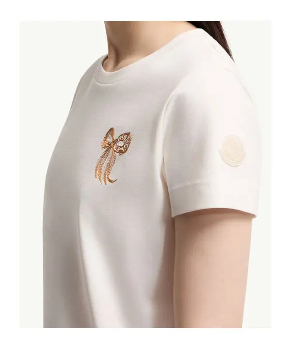 Moncler Embroidered Bow Cotton T-shirt