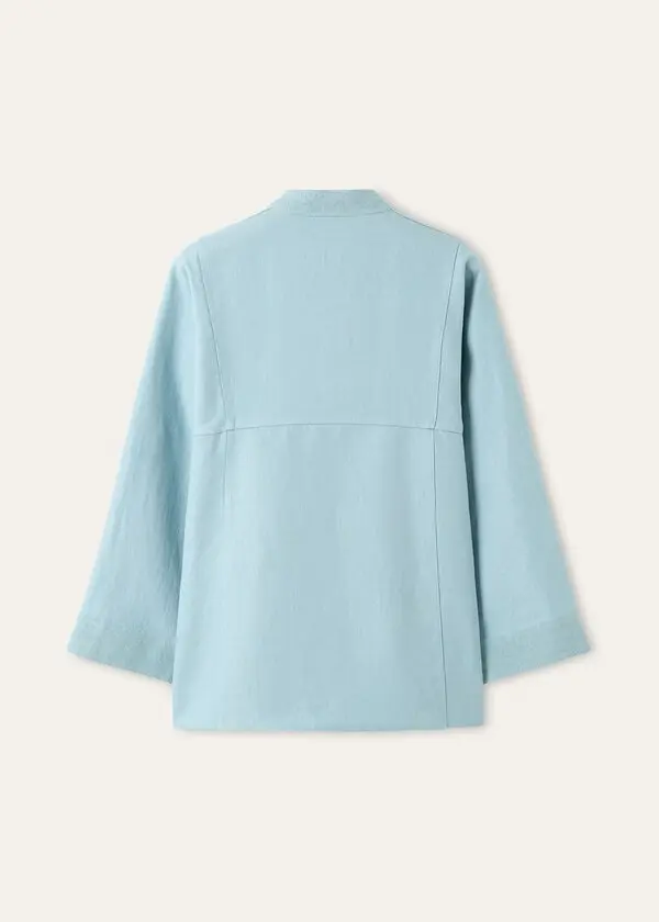 Loro Piana Stand Collar Embroidered Lace Trim Shirt