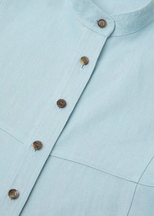 Loro Piana Stand Collar Embroidered Lace Trim Shirt
