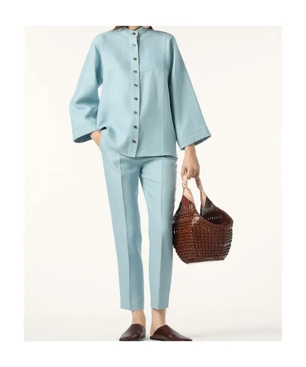 Loro Piana Stand Collar Embroidered Lace Trim Shirt