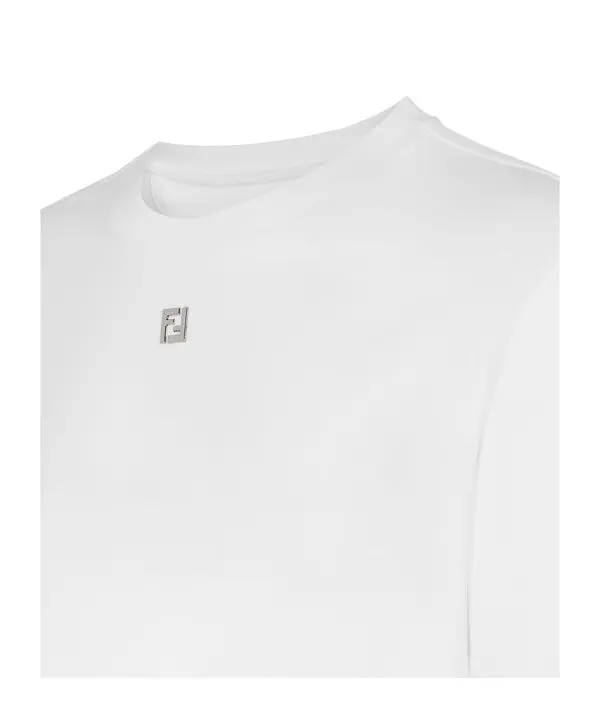 Fendi Ff Plaque Long Sleeved Crewneck T-shirt