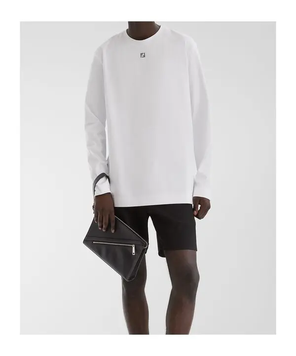 Fendi Ff Plaque Long Sleeved Crewneck T-shirt
