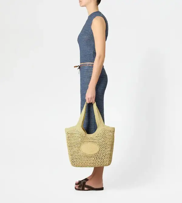 TOD'S Shopping Bag In Raffia And Leather Medium