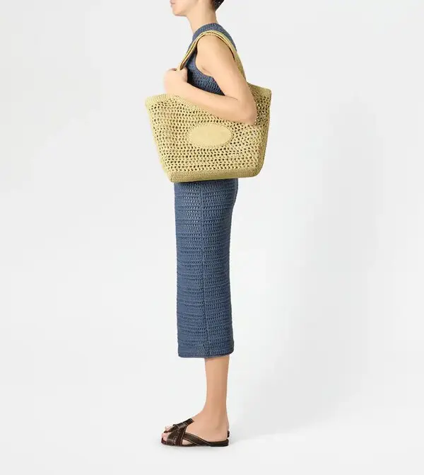 TOD'S Shopping Bag In Raffia And Leather Medium